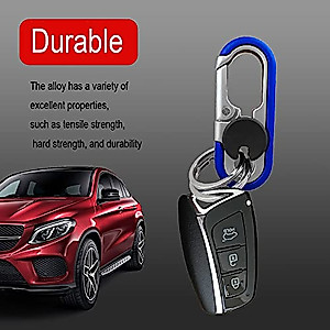 Jsorum Heavy Duty Key Chain, Anti-Loss Keychain with Double Keyrings, Metal Car Keychains, Car Fob Key Keychain Holder for Men Women (Blue)