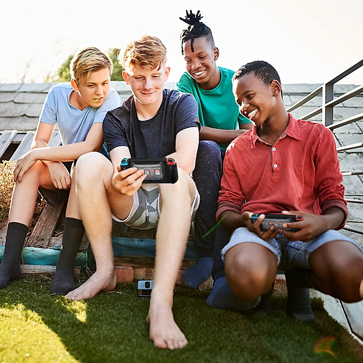 Protective Case for Nintendo Switch, KENOBEE Thicken TPU Switch Cover With Adjustable Kickstand & Detachable Game Holder, Grip Case Protector for Nintendo Switch Console and Joy-Con Controller