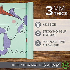 Gaiam Kids Yoga Mat Exercise Mat, Yoga for Kids with Fun Prints - Playtime for Babies, Active & Calm Toddlers and Young Children, Animal Surprise, 3mm, 60" L x 24" W x 3mm Thick