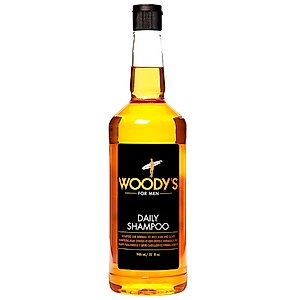 Woody's Men's Daily Shampoo, All-Natural Nourishing Hair Cleanser with Vitamin B5, E, Aloe Vera & Ginger, for All Hair Types - 32 fl oz
