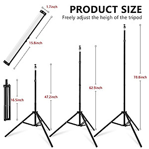 RGB Led Video Light Stick Wand with Stand, QEUOOIY 360° Full Color 2500-9500K Portable Studio Photography Lighting, 5000mAh Rechargeable Battery & Magnet with 27"-78.7" Tripod for Vlog