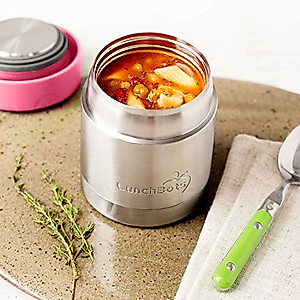 LunchBots 8oz Thermos Stainless Steel - Insulated Thermos - Keeps Food Hot or Cold for Hours - Leak-Proof Portable Thermal Food Jar is Ideal for Soup - 8 ounce - Pink