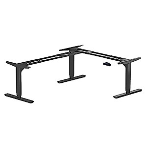 Standing Desk Corner Frame. Adjustable Height and Width Legs with Triple Electric Motors for Home Office L Shaped Desk FLT-05 Black