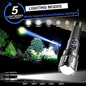 Startcool Flashlights High Lumens Rechargeable, Super Bright 250000 Lumens Flashlight USB, High Powered LED Flashlight, Handheld Rechargeable Flash Light for Emergency Camping Hiking Gift