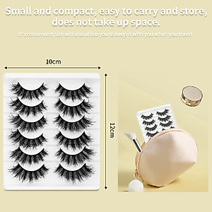 KOUSEI Eyelashes 6 Pairs Fluffy Dramatic Faux Mink Lashes Natural False Eyelashes Handmade Fake Lashes(0.05mm Thickness) black