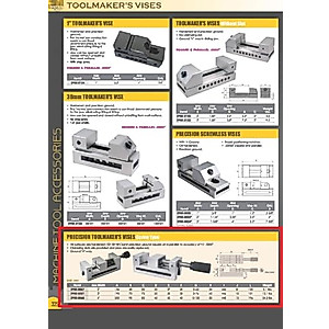 HHIP 3900-0251 Precision Toolmaker's Vise, 3" Width x 1.375" Depth Jaw, 4" Jaw Opening (Pack of 1)
