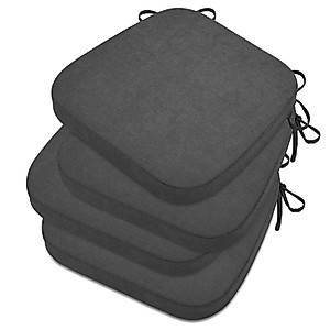 HAVARGO Chair Cushions for Dining Chairs with Supportive Foam [16.5x16.2 Inches] Kitchen Chair Pads Indoor Seat Cushions for Dining Chairs, 2" Thick Dining Room Chair Cushions Set of 4 Dark Grey