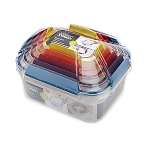 Joseph Joseph Nest Lock Plastic Food Storage Container Set with Lockable Airtight Leakproof Lids, 10-Piece, Multi-Color