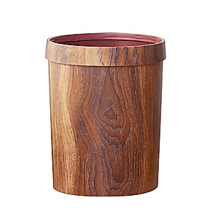STACEY Retro Wood Grain Trash Can Household Living Room Kitchen Trash Can