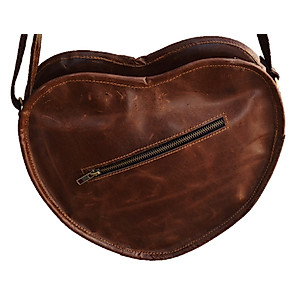 URBAN DEZIRE Women’s Handmade Genuine Buff Leather Messenger Cross-body Purse Shoulder Handbag (Brown, 12.5" L x 10" H x 3" W)