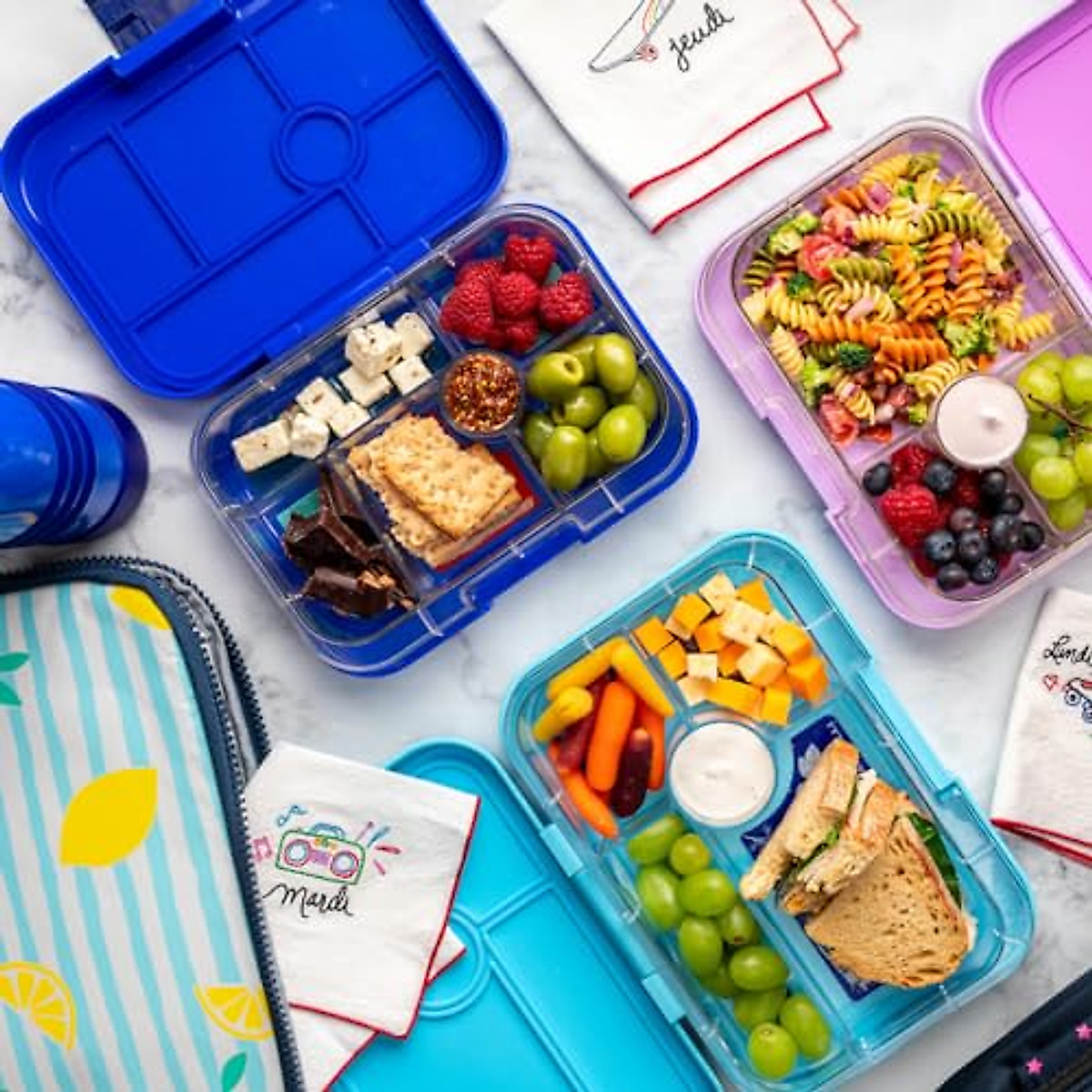 Yumbox Bento Lunch box for Kids (2-7); Leakproof 5-Compartment Design; Fits Standard Lunch Bags; Easy-Open Latch; Healthy Portion Control; Lightweight, Durable & BPA-Free (Surf Blue)