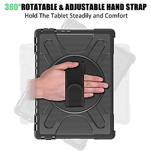 ZenRich Bundle for Surface Pro 8: 2-Pack Tempered Glass Screen Protectors with Anti-Glare& Rugged Full-Body Case with Rotatable Kickstand and Hand Strap