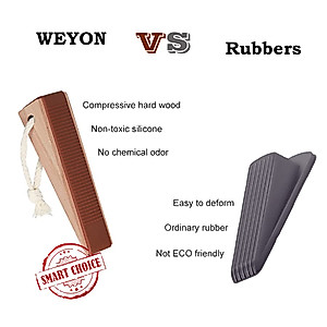 Large Wooden Door Wedge Stopper for Bottom of Door, Fitting for Door Gap Under 2 Inches, Heavy Duty & ECO Friendly Door Stop, 1 Pack Black.