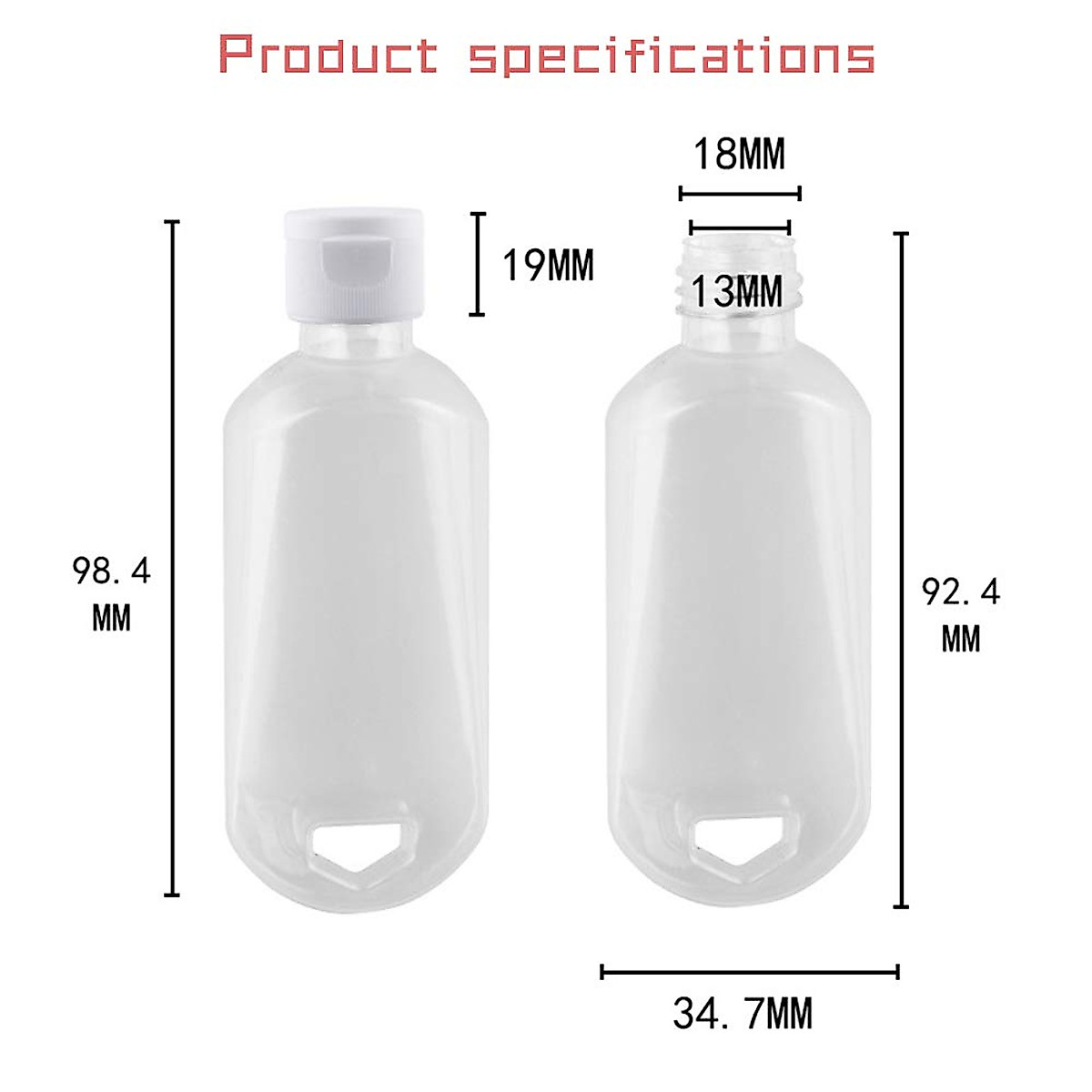 Refillable Travel Bottles Containers with-Clip - XMWangzi, with Filp or Nozzle, Empty Plastic Bottles, Filled with Cosmetic Oil Hand Sanitizer, Suitable for Home Office Outdoor (5 PCs)
