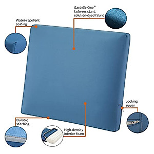 Classic Accessories Ravenna Water-Resistant 25 x 22 x 4 Inch Patio Back Cushion, Empire Blue