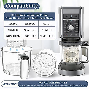 Ninja Creami Deluxe Pint Containers - Fit for CN501CO NC501 NC500, 11-in-1, 24oz XL Ice Cream Makers - 4 Pack Food Ninja Kitchen Creami Cups Bowls - Dishwasher Safe, BPA Free