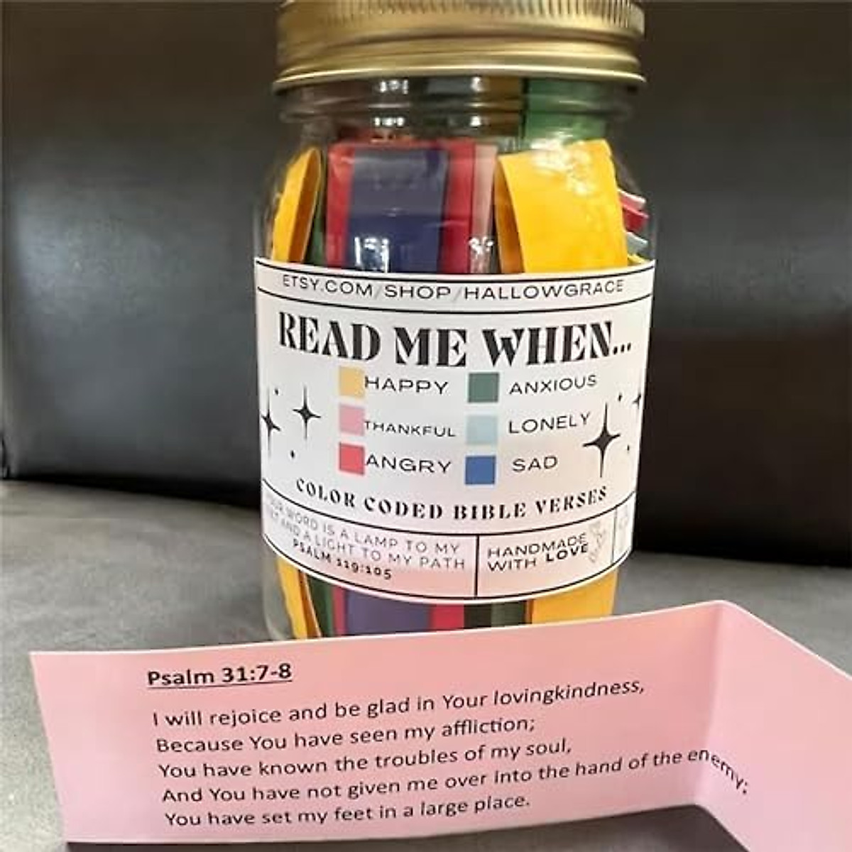 Bible Verses Jar for Emotions and Feelings, Read Me When Bible Verses Jar, Color Coded Scripture Jar Colorful Bible Jar, Prayer Jar with Lid and Cards (3pc, Plastic)