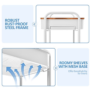 TOOLF 3-Tier Rolling Cart, Metal Utility Cart with Detachable Tray Top, Storage Craft Art Cart Trolley Organizer Serving Cart Easy Assembly for Office, Bathroom, Kitchen, Kids' Room, Classroom