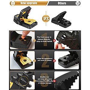 OSVDO Rat Trap, Large Chipmunk Traps, Mouse Traps for Indoor & Outdoor, Instant Kill Traps for Mouse Rat Chipmunk, Safe Set Up and Reusable - 6 Pack Black