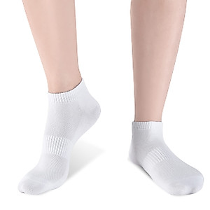 Cozi Foot 10 Pairs Women Ankle Socks Athletic Soft Low Cut Socks (Shoe Size: 5-8, C01-White)