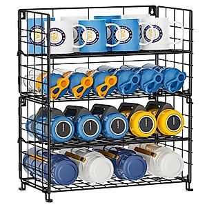 X-cosrack Adjustable Water Bottle Organizer,4-Tier Wall-Mounted Water Bottle Holder, Stackable Water Bottle Storage Rack for Kitchen Countertops,Pantry, Cabinet,Large(Patent No.:US D950,280 S)