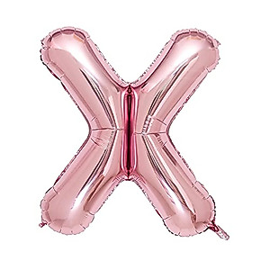 Letter Rose Gold X Balloons,40 Inch Single Rose Gold Alphabet Giant Letter Foil Balloons Aluminum Hanging for Wedding Birthday Party Decoration Helium Air Mylar Balloon