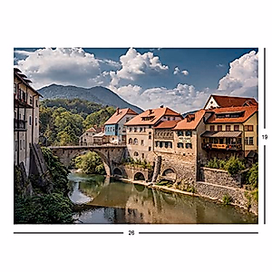 Puzzle Rabbit - 1000 Piece Multicolor Jigsaw Puzzle - Capuchin Bridge, Skofja Loka, Slovenia
