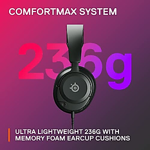SteelSeries Arctis Nova 1 Multi-System Gaming Headset, Hi-Fi Drivers, Spatial Audio, Comfort Design, Durable, Ultra Lightweight, Noise-Cancelling Mic- Black (Renewed)