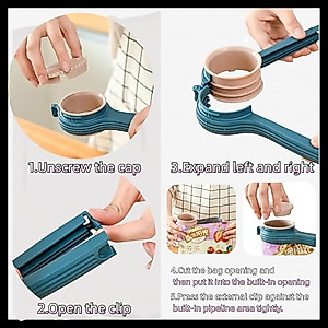 Food Storage Sealing Clips with Pour Spouts, Bag Clips for Food, Kitchen Chip Bag Clips, Plastic Cap Sealer Clips, Great for Kitchen Food Storagec,OURJIA,2pcs (Pink-L&White-s)