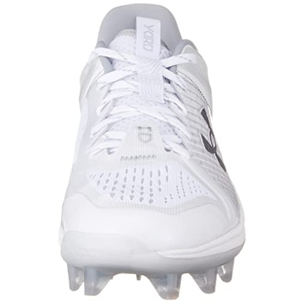 Under Armour Men's Yard Low MT TPU Baseball Cleat, (100) White/White/Metallic Silver, 8.5