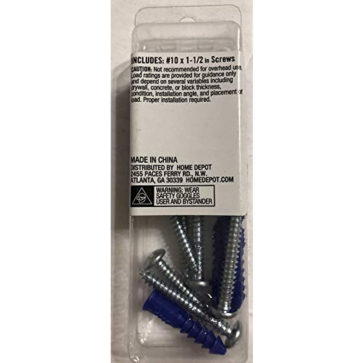 Everbilt #10-12 x 1-1/4" Blue Plastic Ribbed Plastic Anchor with Screws (7 Pack)