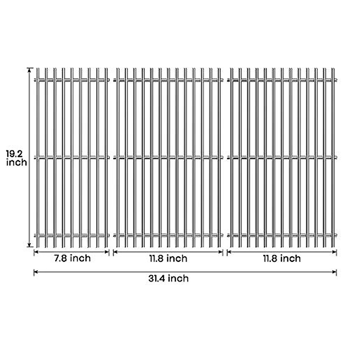 Stanbroil Stainless Steel Cooking Grates for Weber Summit 600 Series Summit E/S 640/650/660/670 Gas Grills with a Smoker Box, Replacement Parts for Weber 67552 - Set of 3