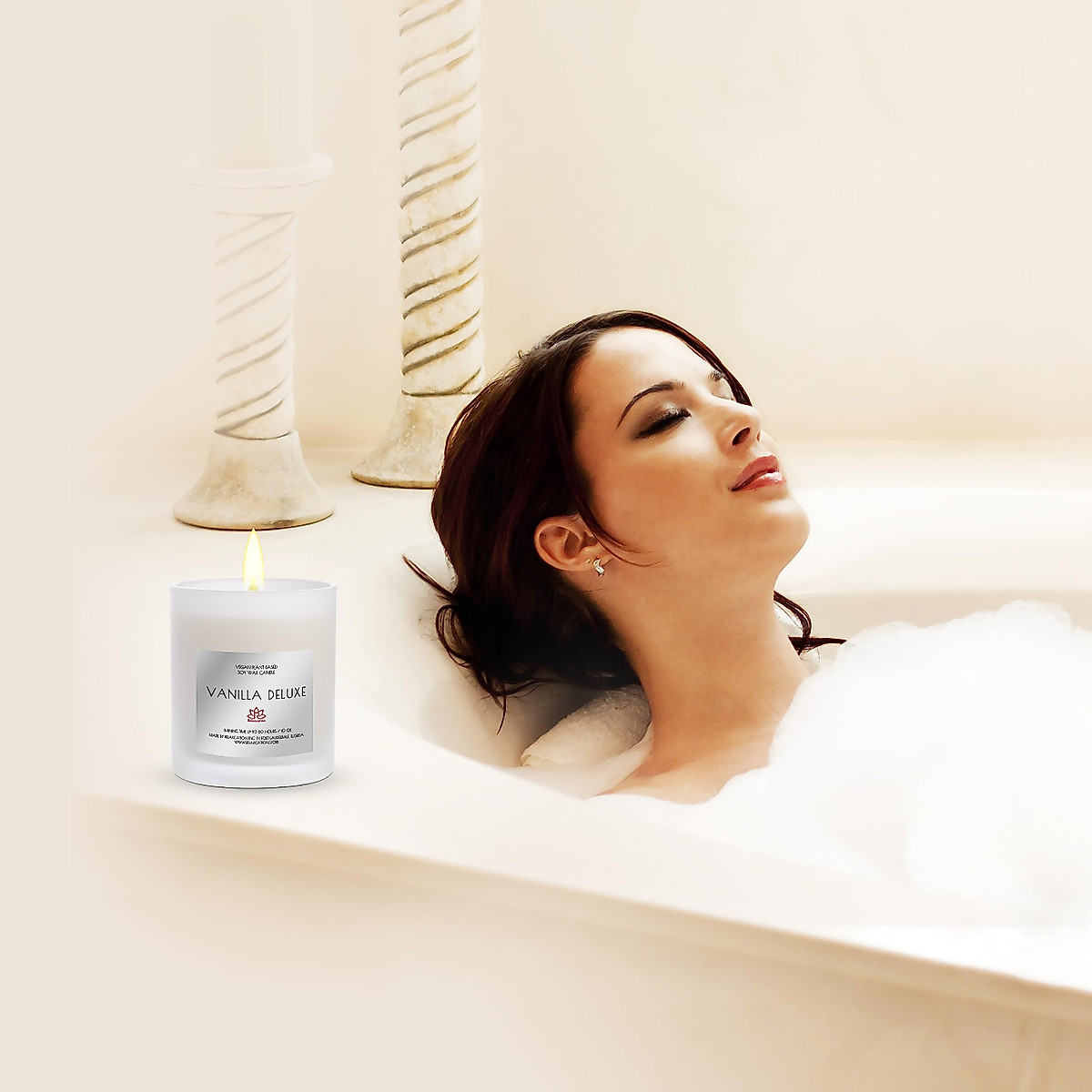 Highly Scented Candle Sweet Vanilla Scent | Clean Burn UP to 80 Hours Organic Soy Wax in Big White Glass Jar 10 oz | Hand-Poured in The USA | Gift for Women, Men