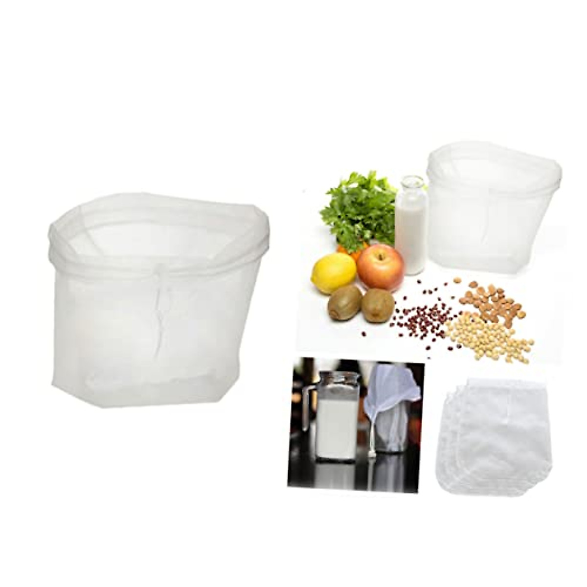 EXQUIMEUBLE 3 Pcs Mesh Food Filter Bags Fruit Filter Pouch Cheesecloth Straining Bags Tea Filter Bag Mesh Strainer Organic Yogurt Tea Strainer Fruit Juice Filter Pouch White Nylon Bag Soy Milk