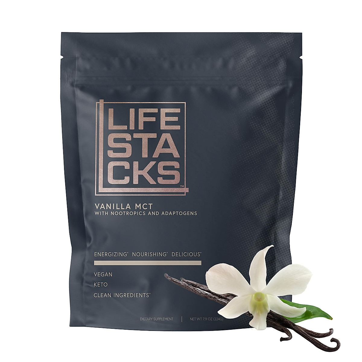 LIFESTACKS Vanilla MCT Oil Powder to Boost Energy & Focus - Nootropics + Adaptogens for an Elevated Coffee Experience - Keto, Vegan, 0 Sugar - Stacked for Success with Ginseng, Rhodiola, L-Tyrosine