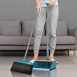 Dustpan and Brush Set Brooms and Dustpan Set for Home Cleaning Supplies Dustpan Long Handle Brooms & Dustpan Combo for Office Stand up Brooms and Dustpan Sweeper Built in Scraper and Comb
