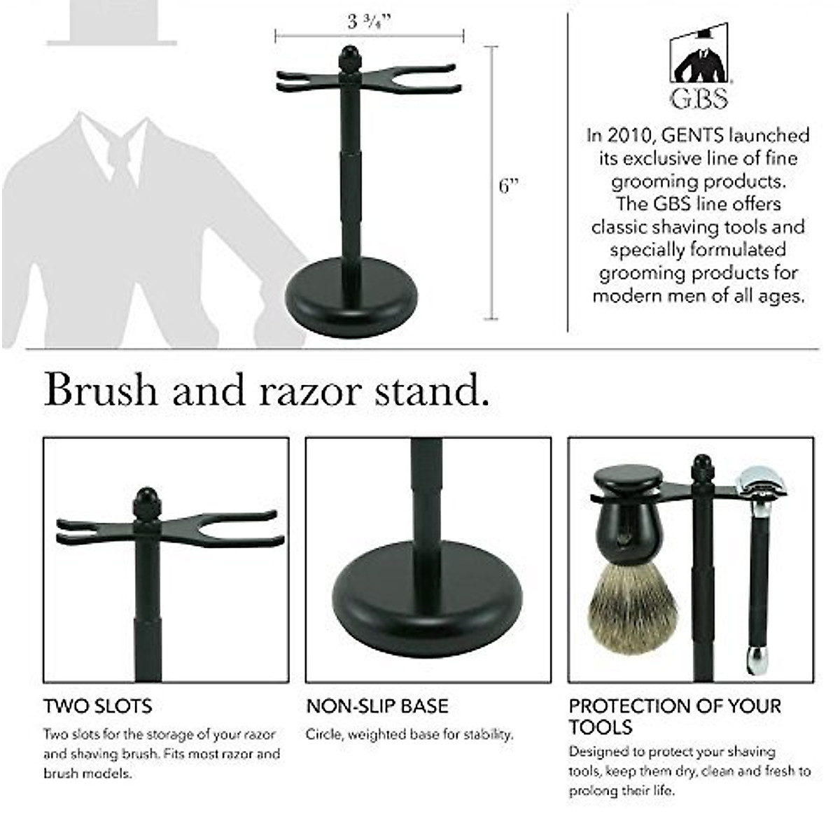 G.B.S Men's Shaving Set, Heavy-Duty Adjustable Double Edge Safety Razor and Shave Mug, Natural Soap, Blades, Shaving Brush and Razor Stand After Shave Balm Pre-Shave Oil