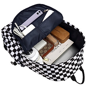 Checkered School Backpack for Girls Women, Teens School Bags Bookbags Ladies Laptop Backpacks