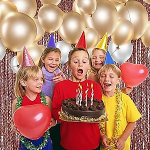 2 Pack 3.3 x 6.6 ft Wavy Tinsel Metallic Foil Fringe Curtain, Glittery Backdrop Streamer Tinsel Backdrop for Sea Ocean Theme Birthday Bachelorette Party Photo Prop Decorations (Rose Gold)