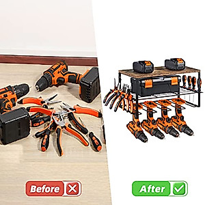 LING RUI 2 Pack Power Tool Organizer, Garage Organization and Storage, Drill Holder Wall Mount, Utility Rack for Cordless Drill, Gifts for Husband Men Dad Father Him