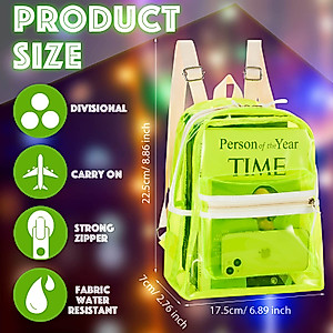 2 Pcs Clear Backpack Glowing Backpack LED Backpack Glow Clear Book Bag Rave Accessories Transparent Waterproof Backpack for Women Men Kids Girls Festival Halloween Party Music Festivals School Sport
