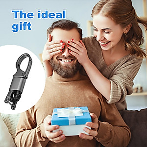 Augeny 2PCS Car Key Fob Keychains, 360 Degrees Rotatable Leather Keys Chain Holder with Anti-Lost D-Ring, Universal Sturdy Metal Key Chains with Screwdriver for Women and Men （Black）