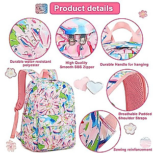 BTOOP Girls School Backpack Set Floral Schoolbag Laptop Bookbag Insulated Lunch Tote Bag Purse Teens Kids