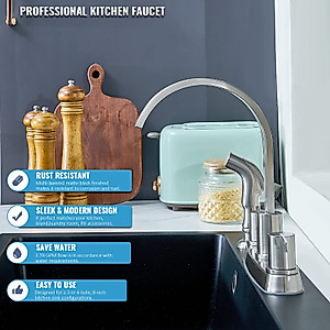 Kitchen Faucet with Sprayer,Brushed Nickel Stainless Steel Kitchen Sink Faucet with Side Sprayer,Kitchen Faucets for Sink 3 Hole,Commercial RV Laundry Utility Kitchen Faucet KMF027L KMF027L