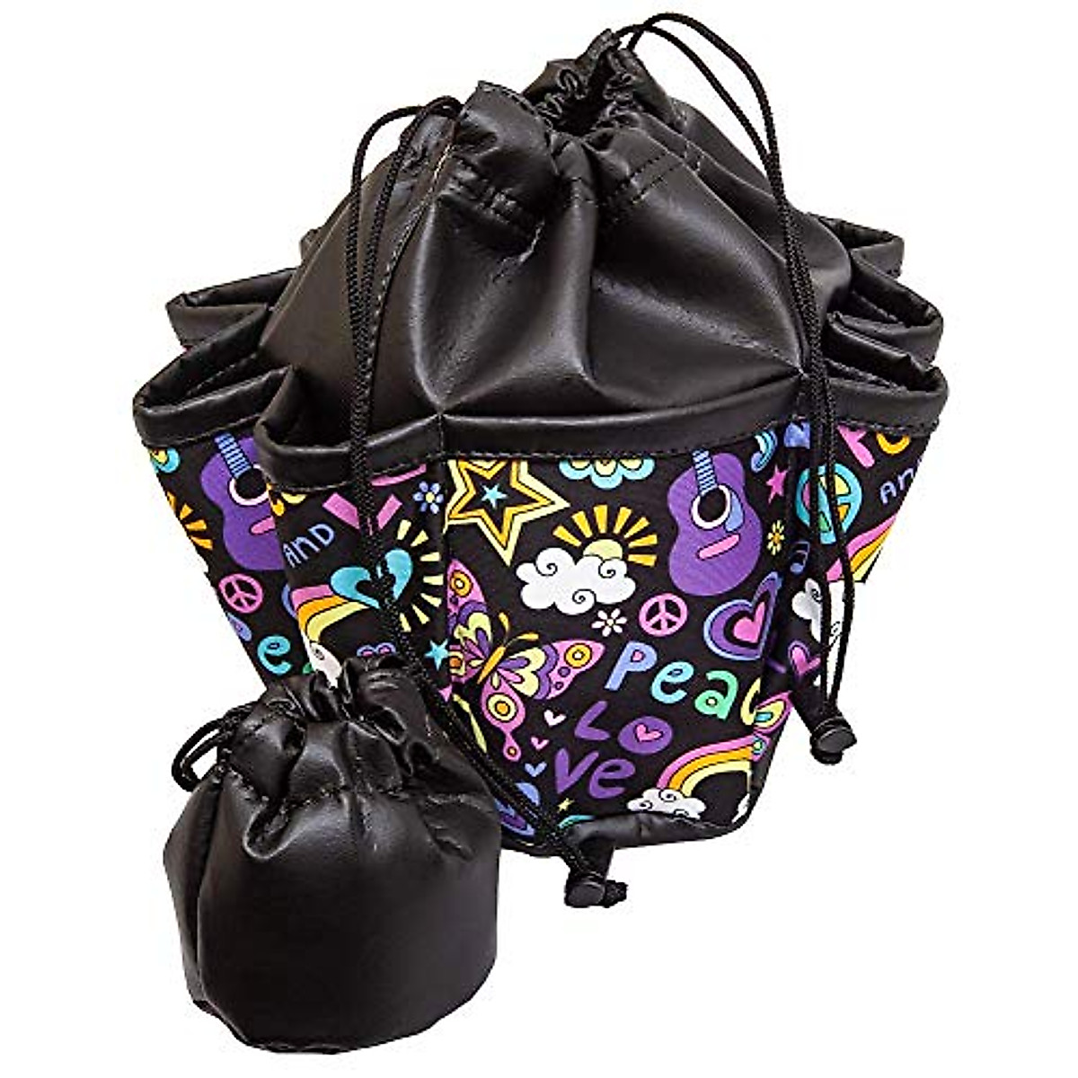 ABS Novelties Peace and Love Pattern 10 Pocket Tote Black
