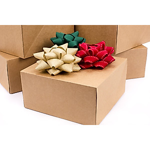 Hallmark 8" Gift Boxes (Pack of 5; Square Kraft) for Christmas, Holidays, Birthdays, Weddings, Crafts, Fathers Day, Care Packages and More