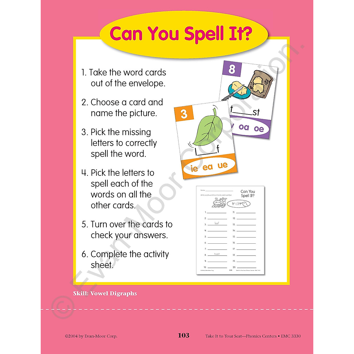 Take It to Your Seat Phonics Centers, Grades 2-3