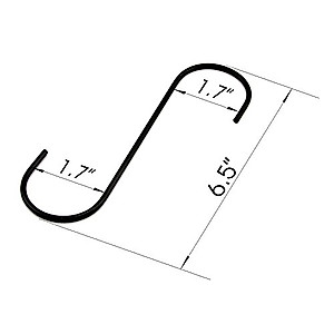 RuiLing 6.5" Black Antistatic Coating Steel Hanging Hooks S Shaped Heavy-Duty S Type Hooks,Best for Kitchenware, Pots, Utensils, Plants, Towels, Gardening Tools, Clothes.Set of 6