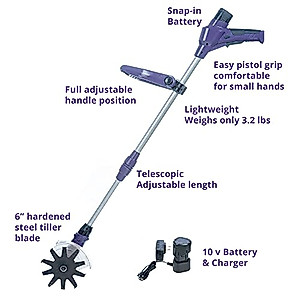 Cordless Tiller and Cultivator Electric with Crack Weeder Blade - 3.2 Lbs Lightweight Small Rototiller for Garden with Rechargeable Battery, Small Garden Rototiller, Garden Tiller Battery Powered