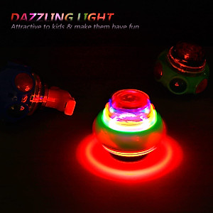 TOYANDONA 3Pcs Spinning Top Toys, LED Light Up Flashing Music Spinning Tops for Kids Gifts Birthday Party Favors Goodie Bag Fillers（Random Color